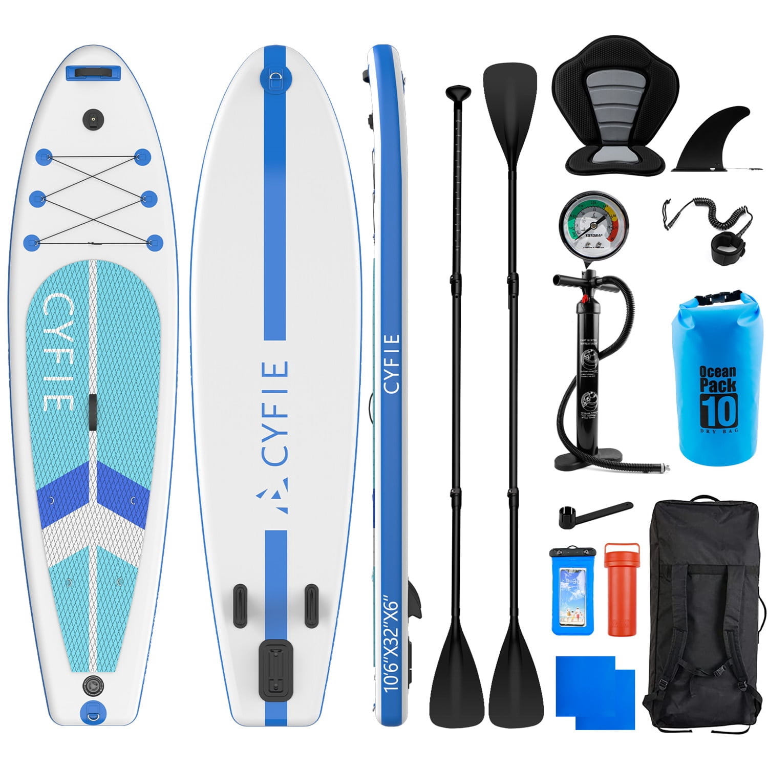 CYFIE Inflatable Paddle Board for Adult, 10.6ft Fishing Standup ...