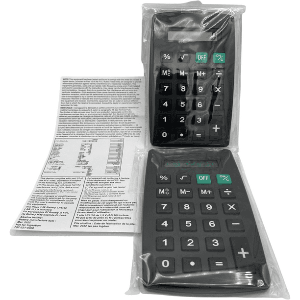 Black Pocket Calculator (Battery Included) Eight(8) Digit Display (4.5 ...
