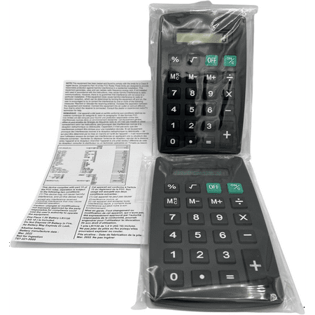 Black Pocket Calculator (Battery Included) Eight(8) Digit Display (4.5 ...
