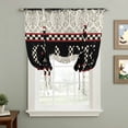 CAFE Tie Up Curtain for Window, Traditional Ethic Flowers Black Plaids ...
