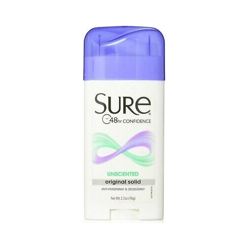 Sure Original Solid Anti-Perspirant Deo Odor Protection Unscented, 2.7 ...