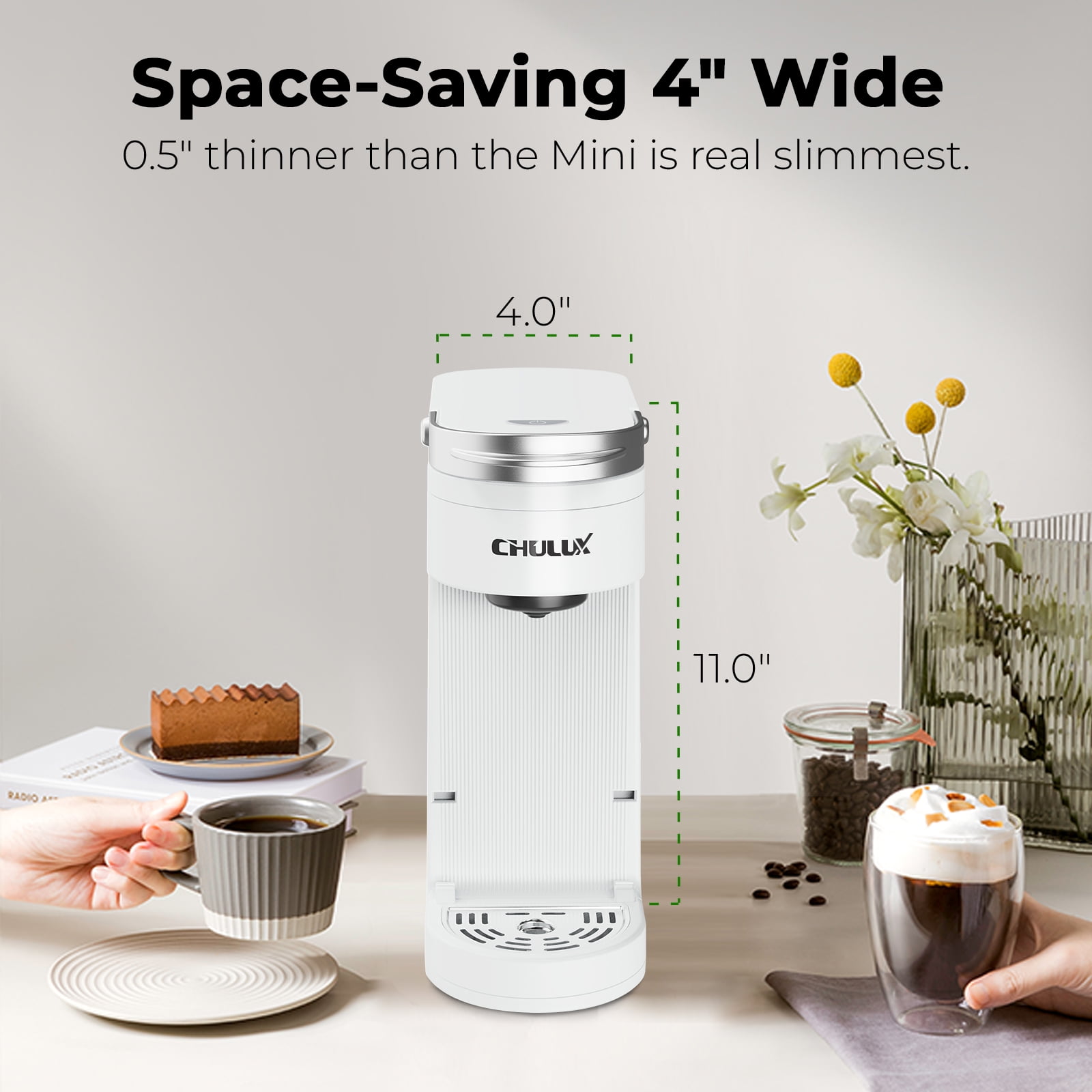 One Cup Coffee Brewer CHULUX Slim Single Serve Coffee Maker - Compact K ...