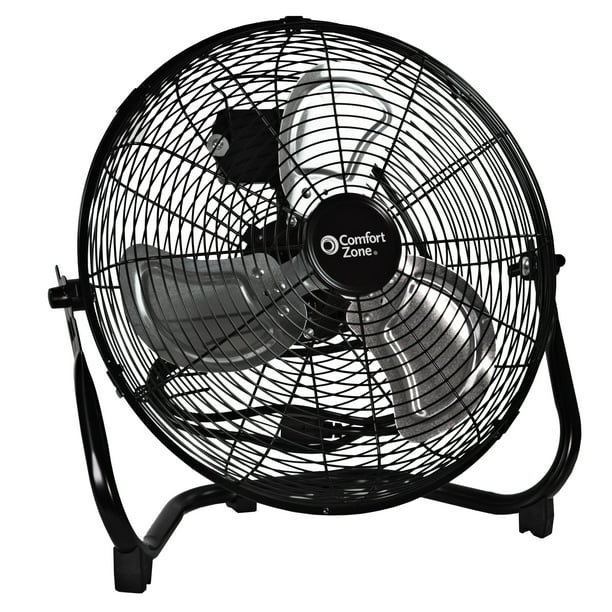 Comfort Zone 14” High Velocity 3-Speed Cradle Mount Floor Fan with 180 ...