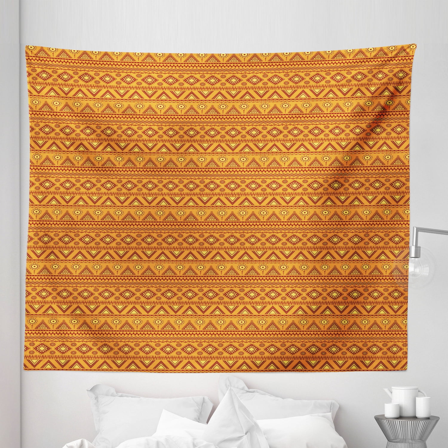Aztec Tapestry, Folkloric Borders Triangle Motifs with Circles and ...