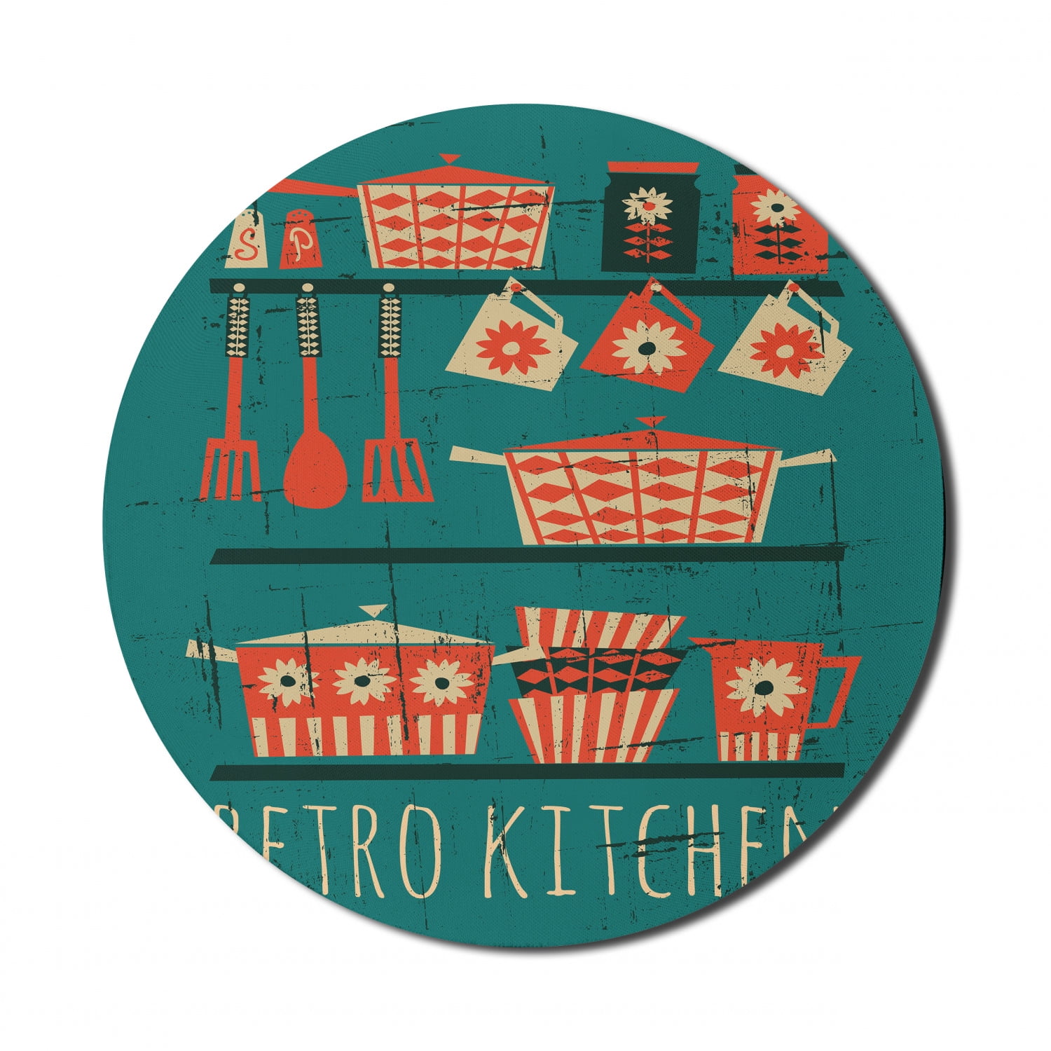 Grunge Mouse Pad for Computers, Retro Kitchen Lettering with Pots and ...