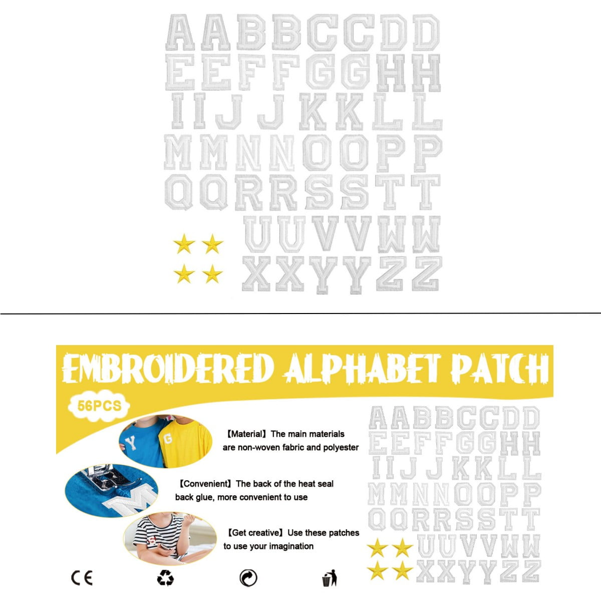 52 Pcs Iron-On Letter Patches By A-Z Alphabet Appliques, Letter Patches ...