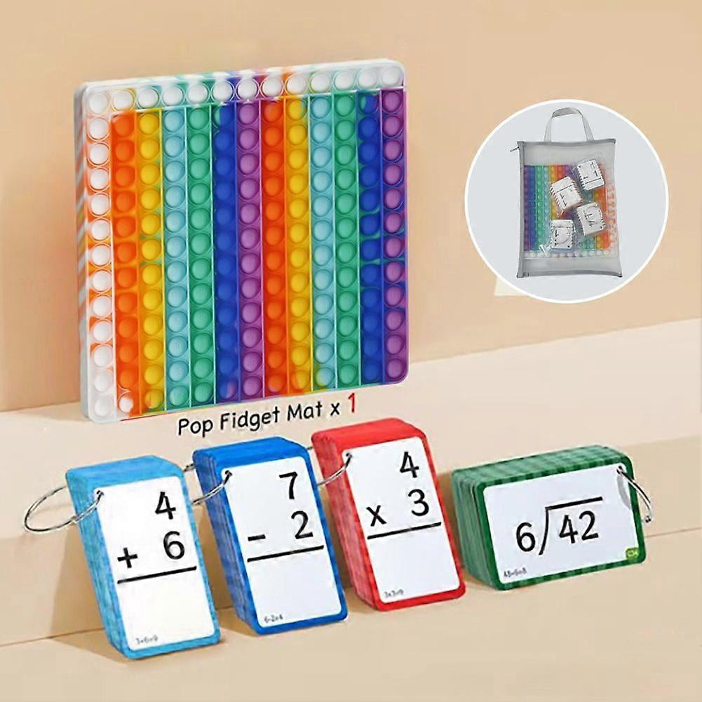 Math Flash Cards & Pop Fidget Chart for Kids - Addition, Subtraction ...