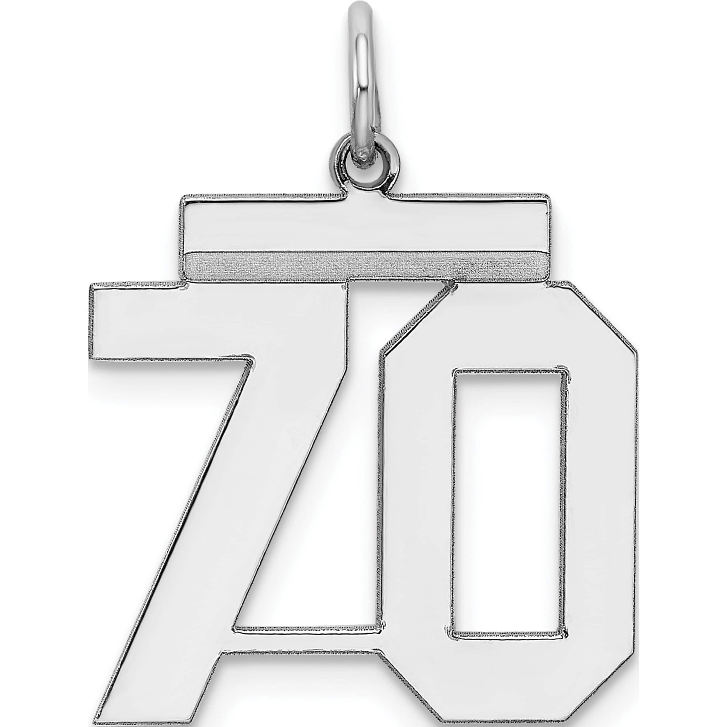 Sterling Silver Sterling/Silver Rhodium-Plated Polished Number 70 Charm ...