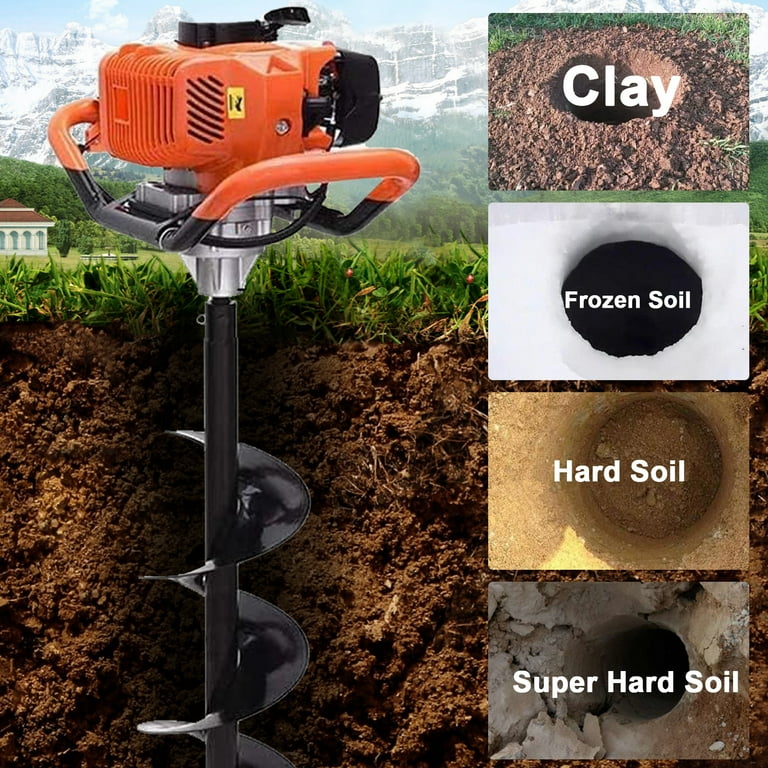 PRIJESSE 85cc 3kW Gas Powered Post Hole Digger with 4