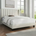 Topeakmart Queen Size Upholstered Headboard Platform Bed Frame With