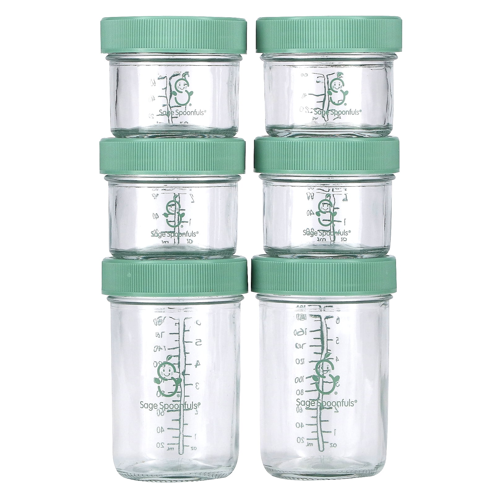 Sage Spoonfuls, Glass Baby Food Storage Jars, 6 Pack (1 Pack) - Walmart.com