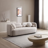 MAYEERTY Modern Couch for Living Room, Beige Boucle Fleece Upholstered ...