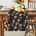 Coffee Table Runner, Vintage Watercolor Hot Coffee Cups Beans Black ...
