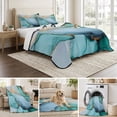 96x106in Quilt Bedding Set, Teal Green Turquoise Gold Marble Texture ...