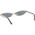 90s Small Slim Cat Eye Sunglasses Flat Metal Oval Lens 54mm Silver