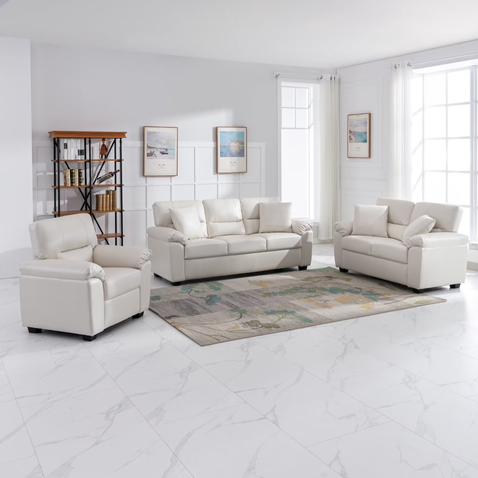 Morden Fort Contemporary PU Leather Sofa Set for Living Room or Office ...