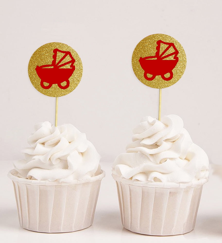 Darling Souvenir, Baby Pram Baby Shower Cupcake Toppers, Dessert ...