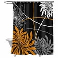 Bohemian Orange Floral Shower Curtain, Modern Artistic Grey White ...