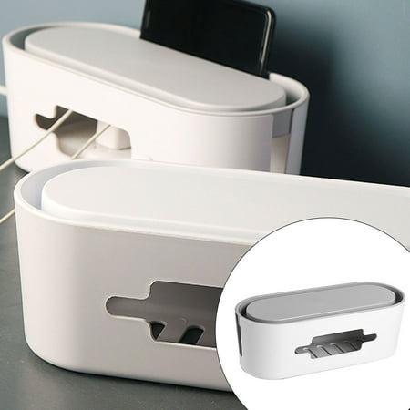 Tabletop Cable Storage Box Large Capacity Cord Management Case with Lid ...