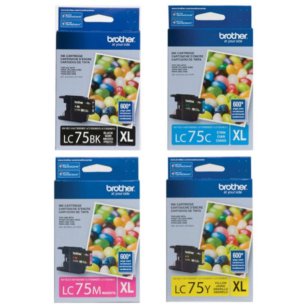 Brother Genuine LC-75 (LC75BK, LC75C, LC75M, LC75Y) High Yield Ink ...