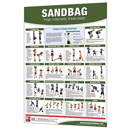 Productive Fitness Sandbag Poster Home Gym Workout Area Warmups ...
