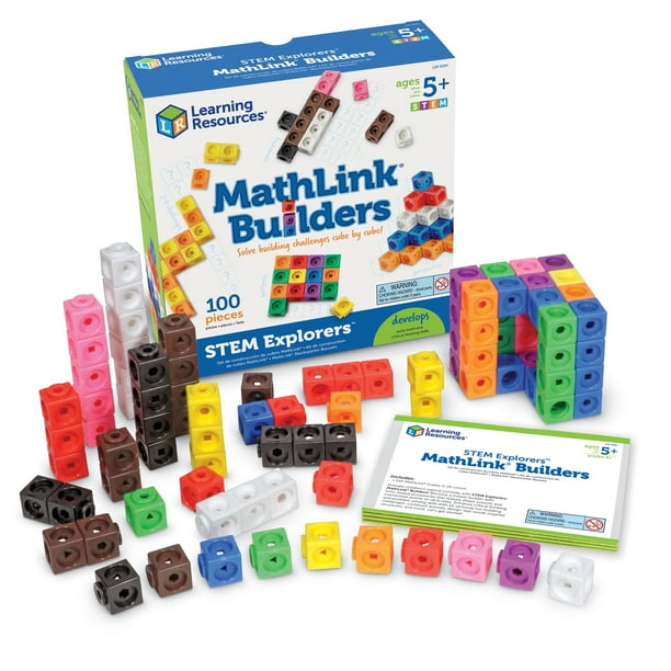 Learning Resources STEM Explorers Mathlink Builders - 100 Pieces, Boys and Girls Ages 5+ STEM ...