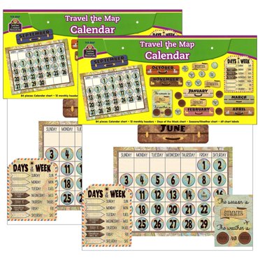 Teacher Created Resources Polka Dot School Calendar Bulletin Board Set ...