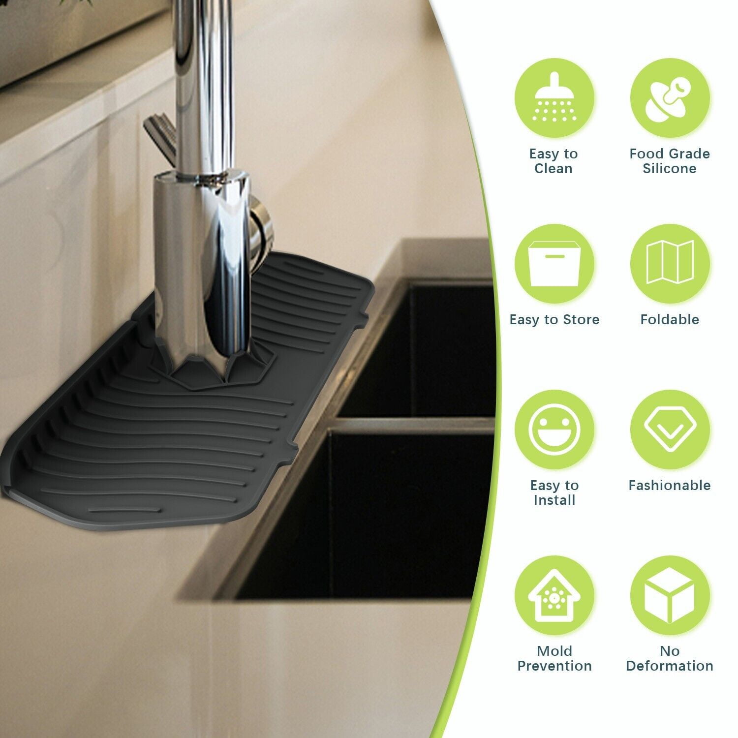 Innens Silicone Faucet Drain Pad Drip Catcher Tray Kitchen Sink Splash ...