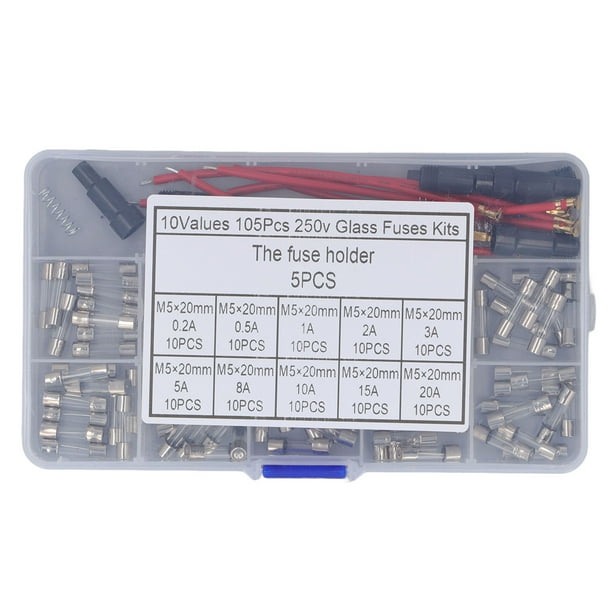 Fusibles, 100 Unidades De Tubo De Fusible De Vidrio De 250 V, 10 Tipos De 5 X 20 Mm Para ...