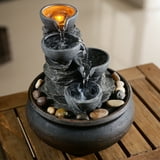 Peaktop - Table top fountain with LED light- Stone Grey - Walmart.com