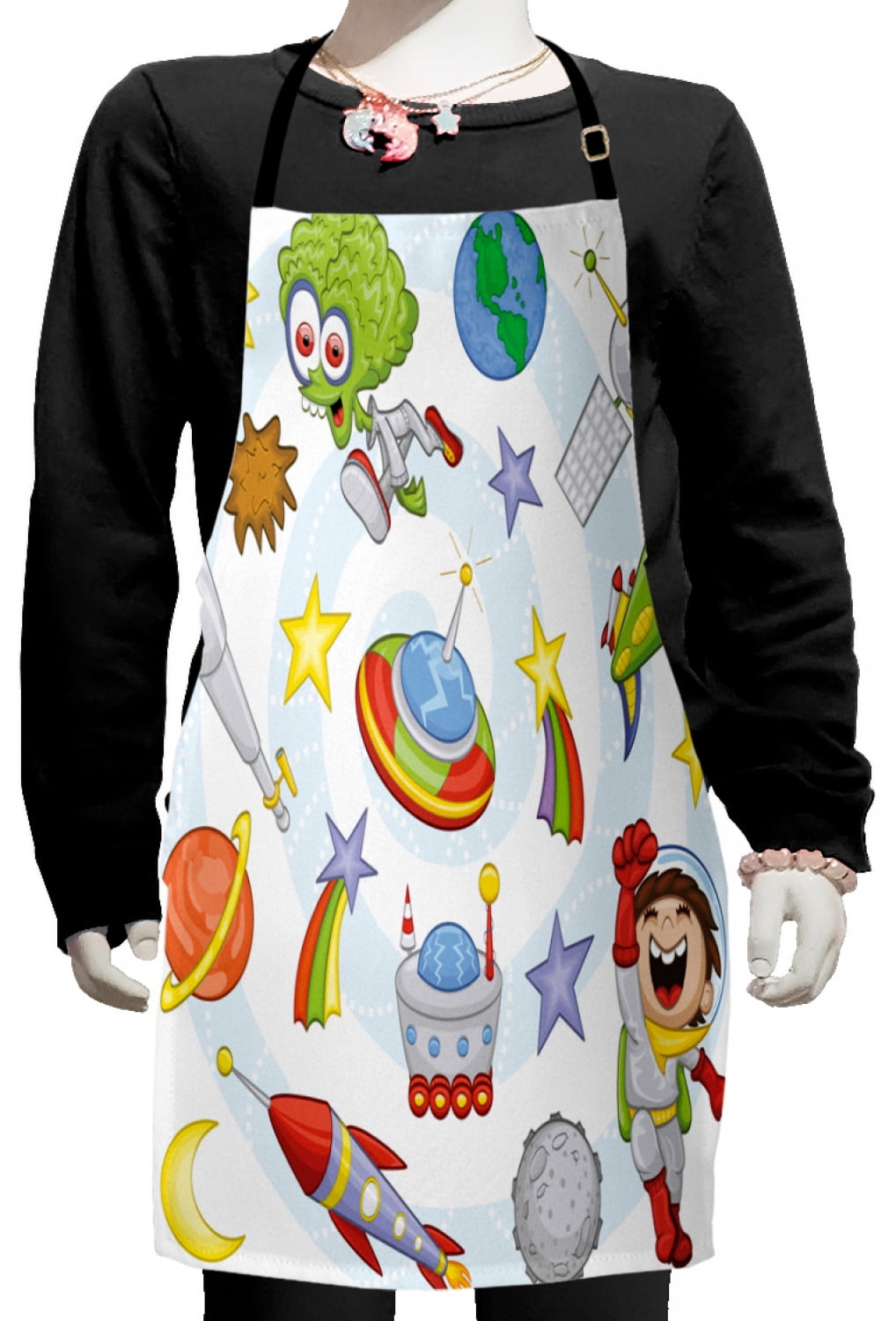 Outer Space Kids Apron, Space Objects with Sun Earth Comet Stars Meteor ...