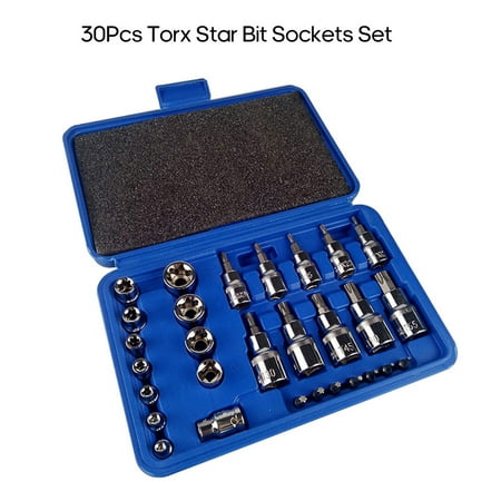 30Pcs Male Female Torx Star Socket Bit Set E & T Sockets Torx Bit Set 1 ...