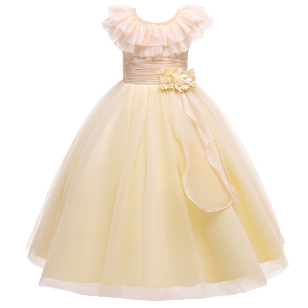 Girls Wedding Dress Bridesmaid Formal Long Gown Lace Princess Party ...