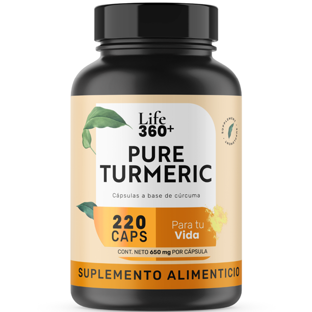 LIFE 360+ Pure Turmeric | 220 Cápsulas | Raíz de Cúrcuma con Estearato ...