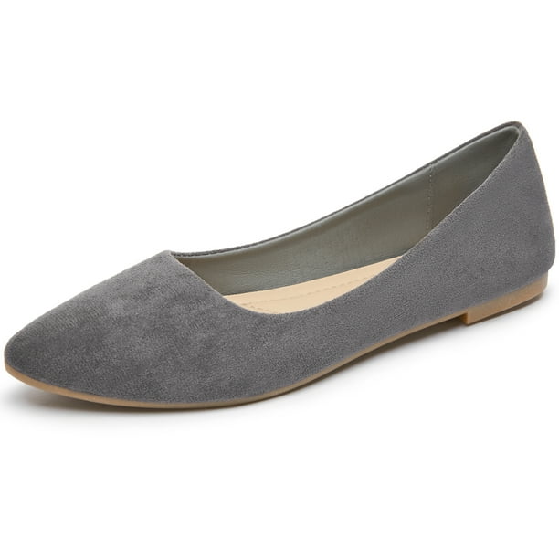 Shirry Women‘s Faux Suede Ballet Flats Casual Pointed Toe Loafer Flats ...
