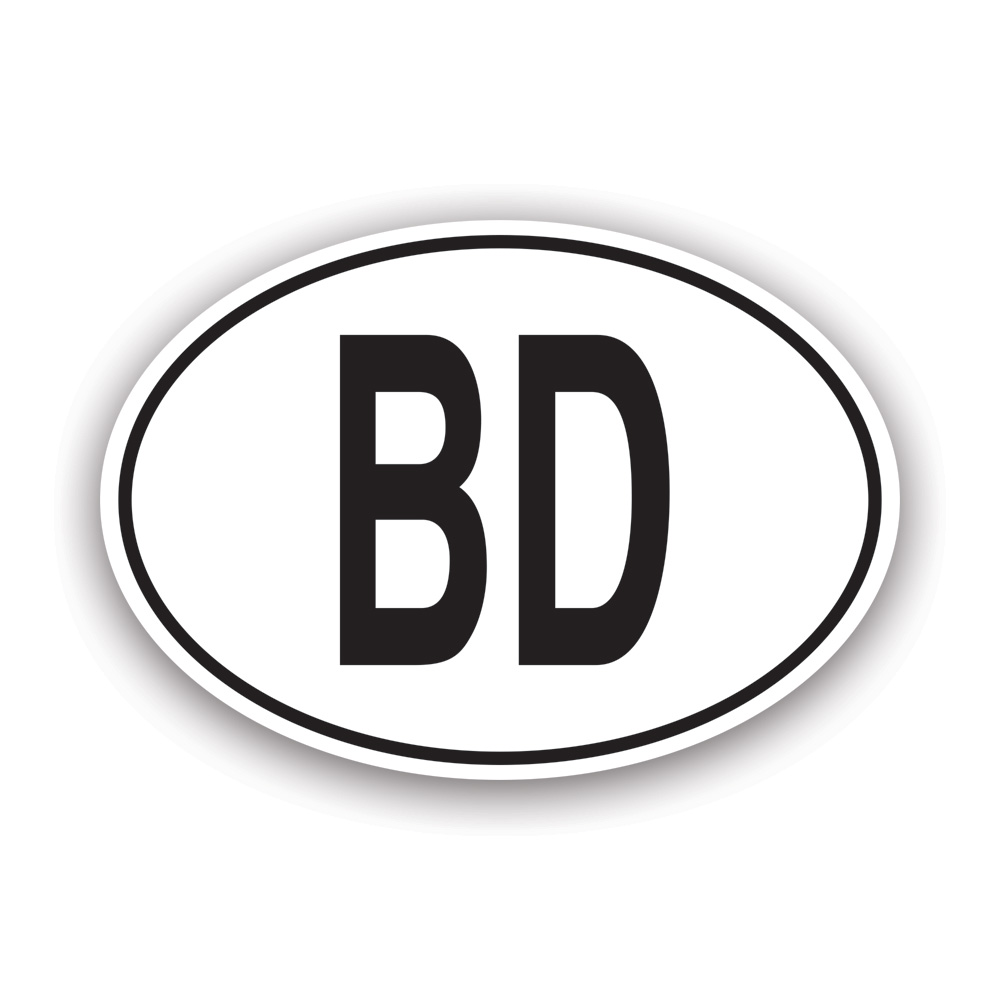 BD Bangladesh Country Code Oval Sticker Decal - Self Adhesive Vinyl ...