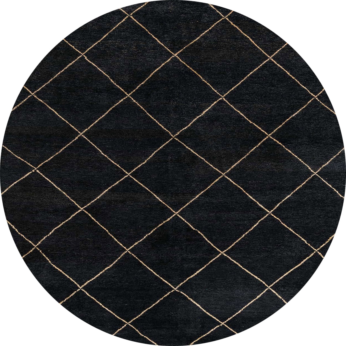 Ahgly Company Indoor Round Abstract Black Abstract Area Rugs, 5' Round ...