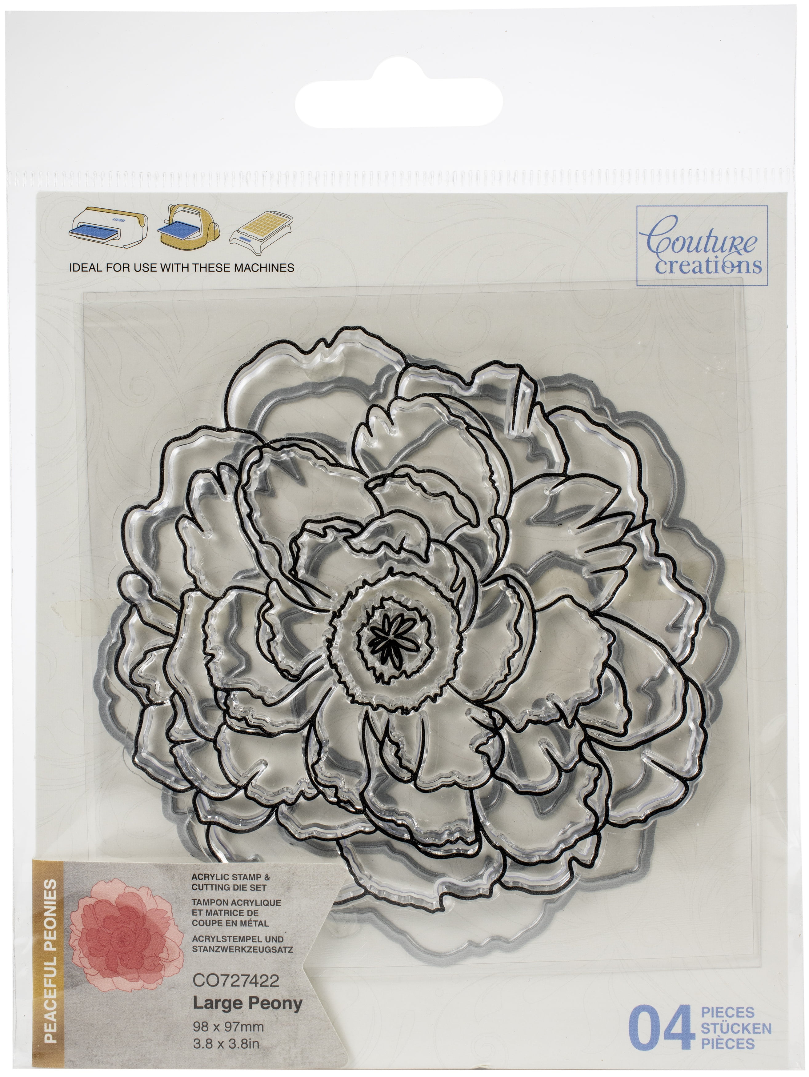 Couture Creations Peaceful Peonies Stamp & Die Set 4/Pkg-Large Peony 3. ...