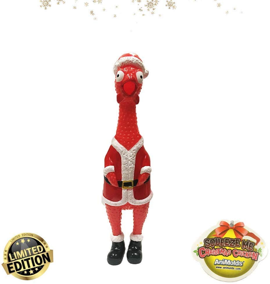 Animolds Squeeze Me Christmas Chicken Hilarious Screaming Rubber