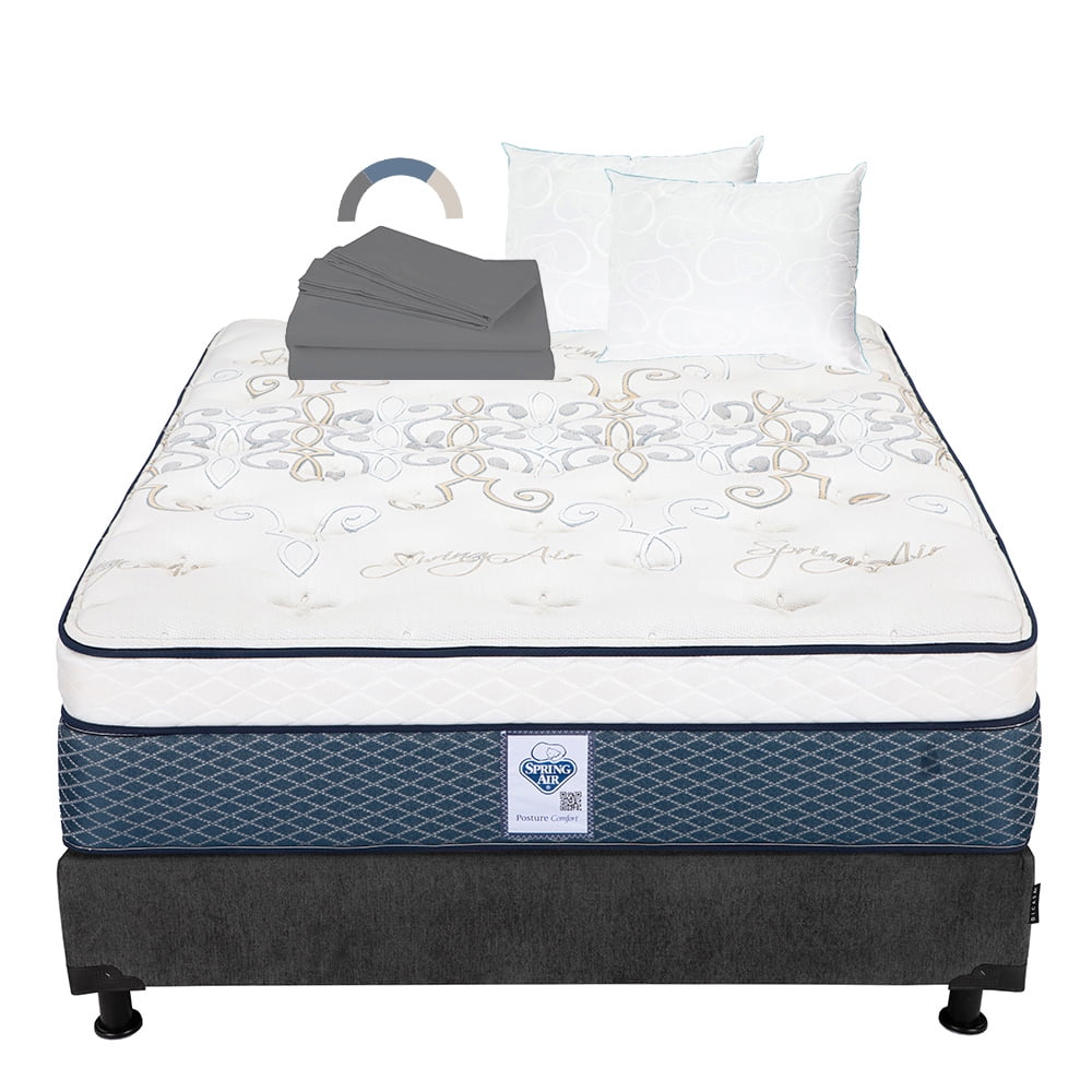 Colchon Matrimonial Cantabria +Box Base Cama +Almohada Oso 2+Sabanas ...