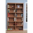 "Concepts in Wood Durable 84"" 12-Shelf Double Wide Oak Bookcase ...