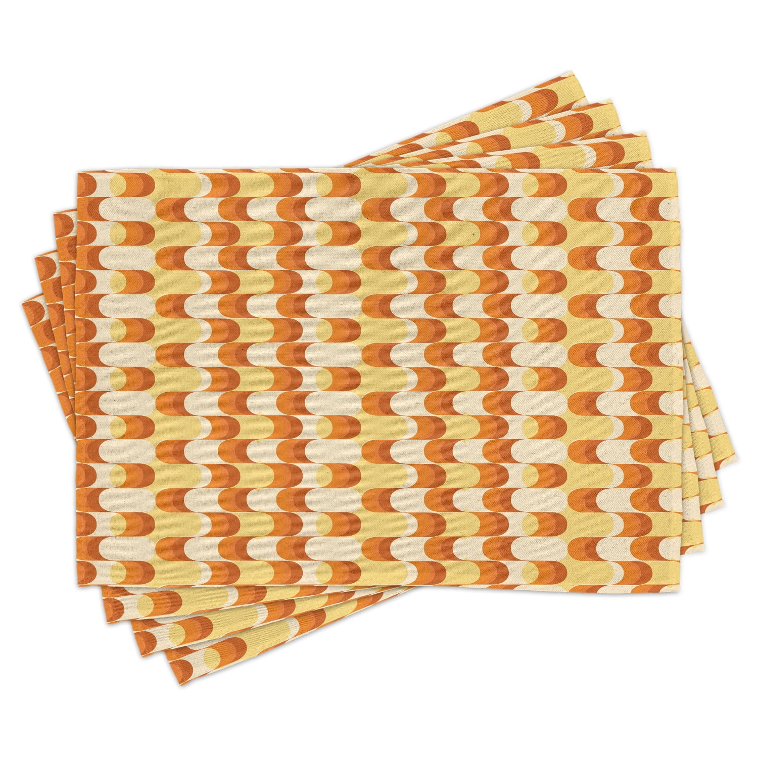 Ambesonne Retro Place Mats Set of 4, Wavy Pattern Half Moon, Standard ...