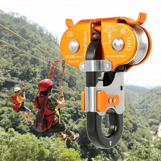 Rock Climbing Cable Trolley Fast Double Pulley for Mountaineering ...