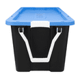 HART 50 Gallon Wheeled Plastic Storage Bin Container, Black with Blue ...