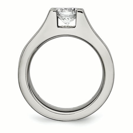 Jewelrypot - Titanium & Sterling Silver CZ Ring - Walmart.com - Walmart.com