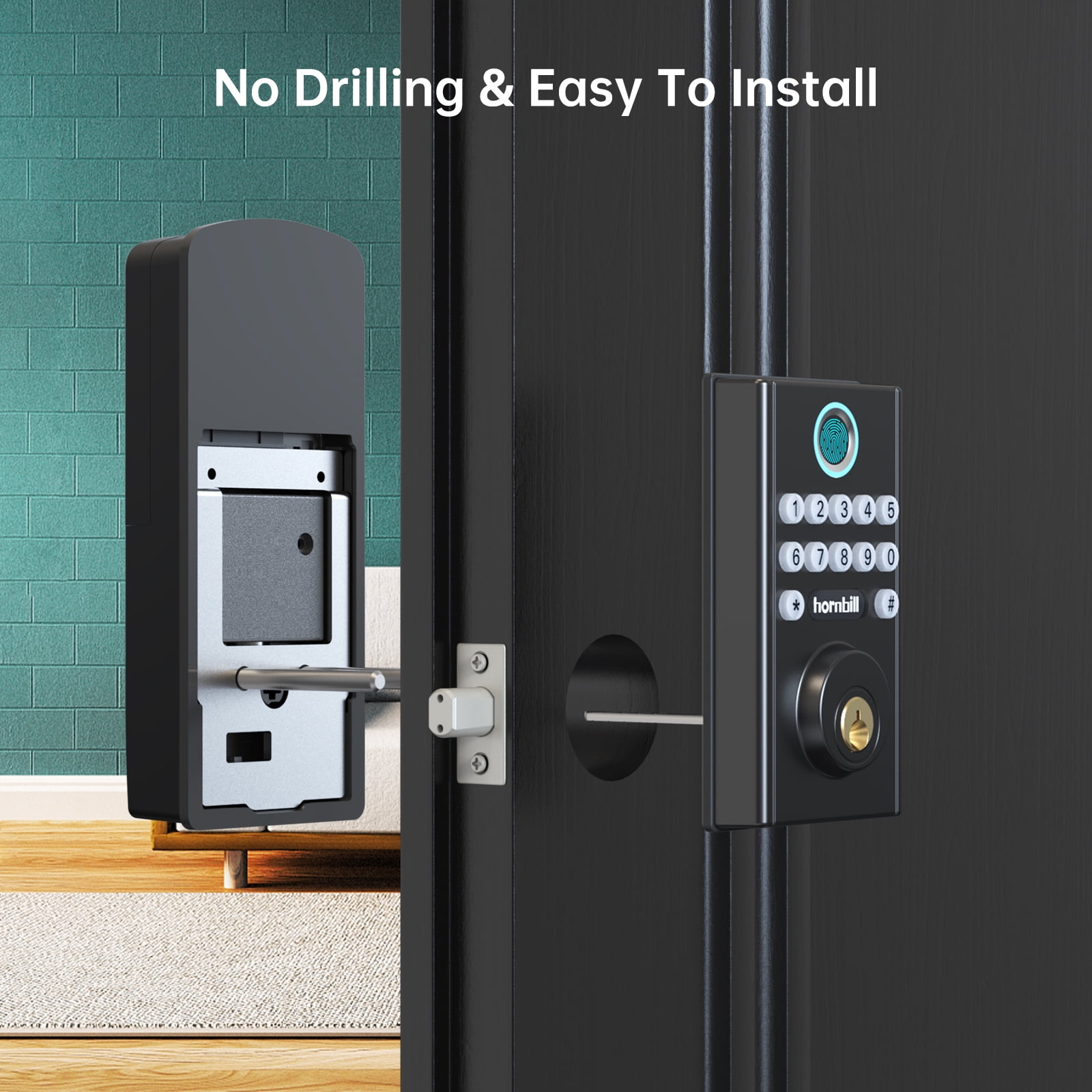 Buy Hornbill Smart Keyless Entry Door Lock, Electronic Fingerprint ...