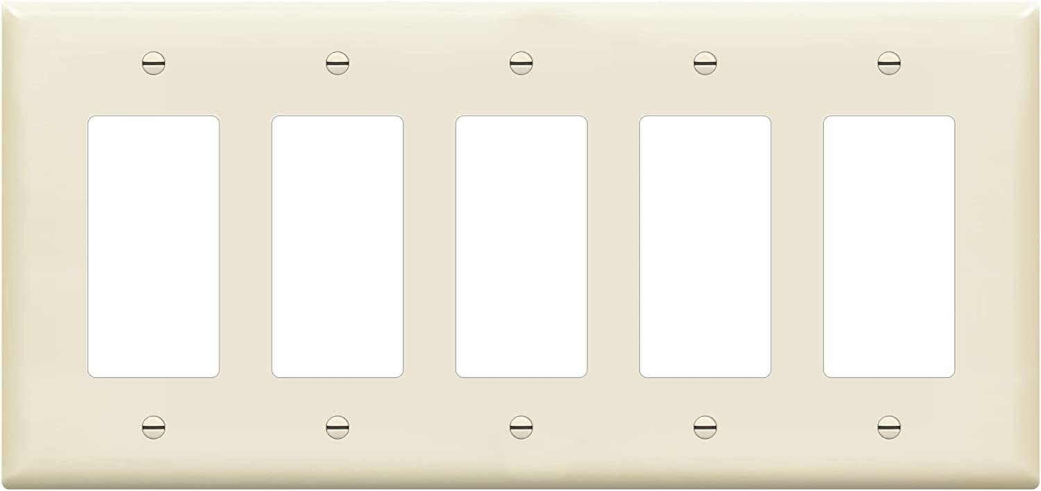 ENERLITES Decorator Switch Cover, Five Gang Outlet Wall Plate, Gloss ...