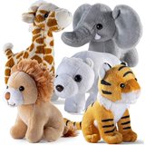 Prextex Plush Animals Playset: 5 Cute Five Inch Animals - Giraffe ...
