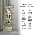 Fionafurn 5 Tier Ladder Bookshelf, Wood Storage Shelves Unit, Natural ...