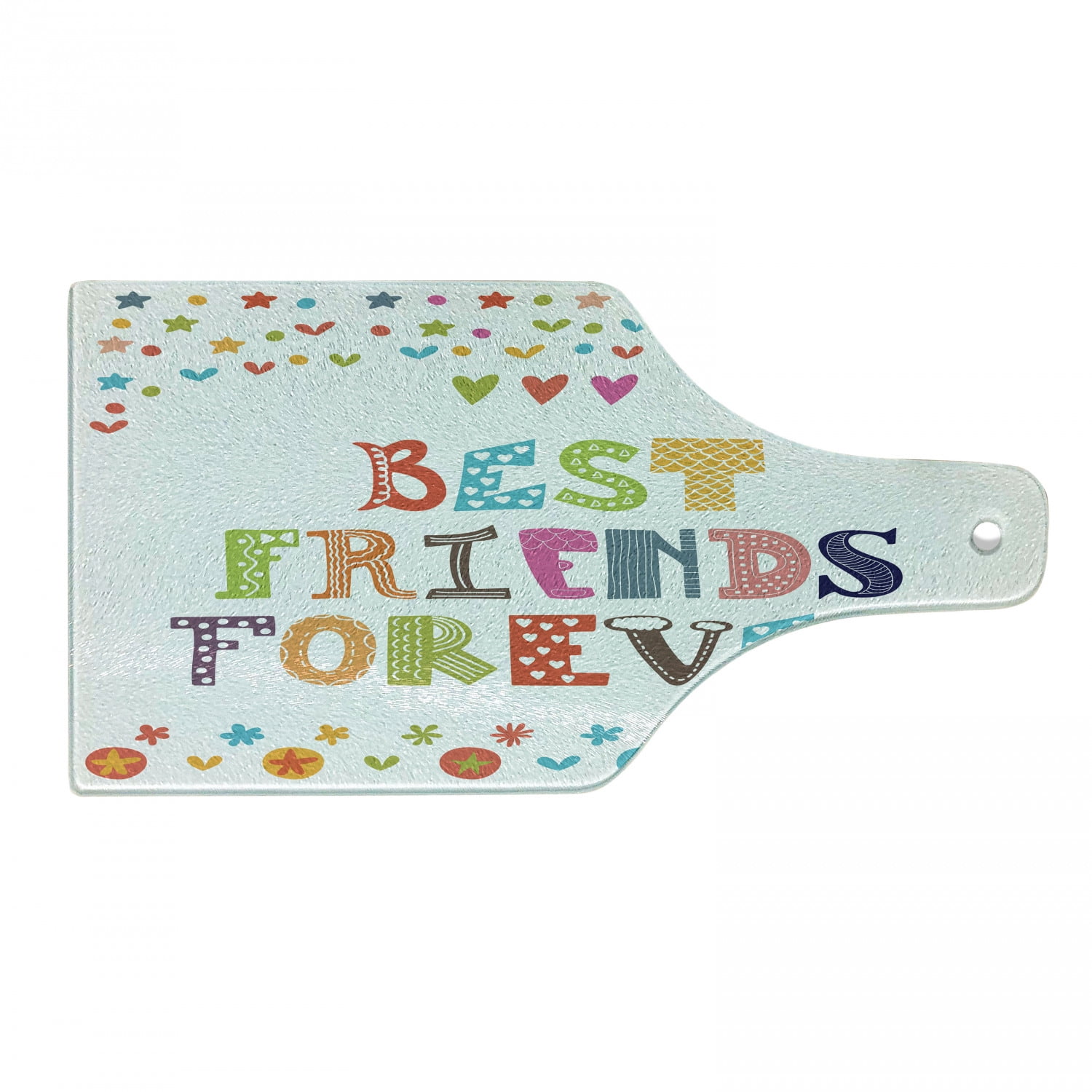 Best Friend Cutting Board, Vibrant Bff Design with Hearts Stars Polka ...